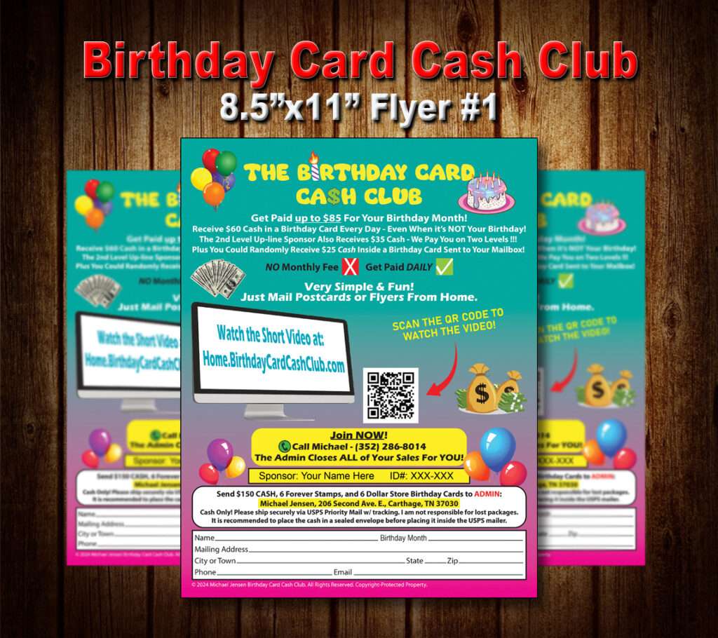 Birthday Card Cash Club Flyer #1 - The Office Annex