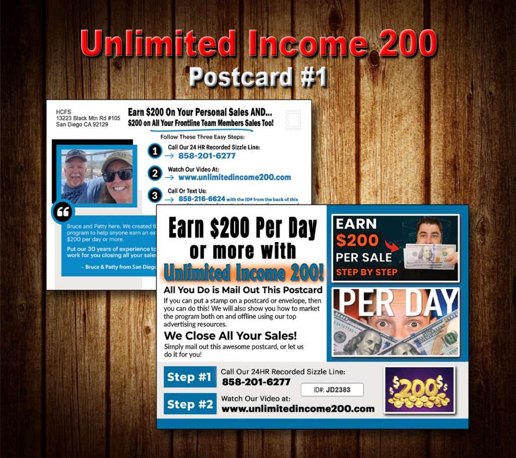 Unlimited Income 200 Postcard #1 - The Office Annex