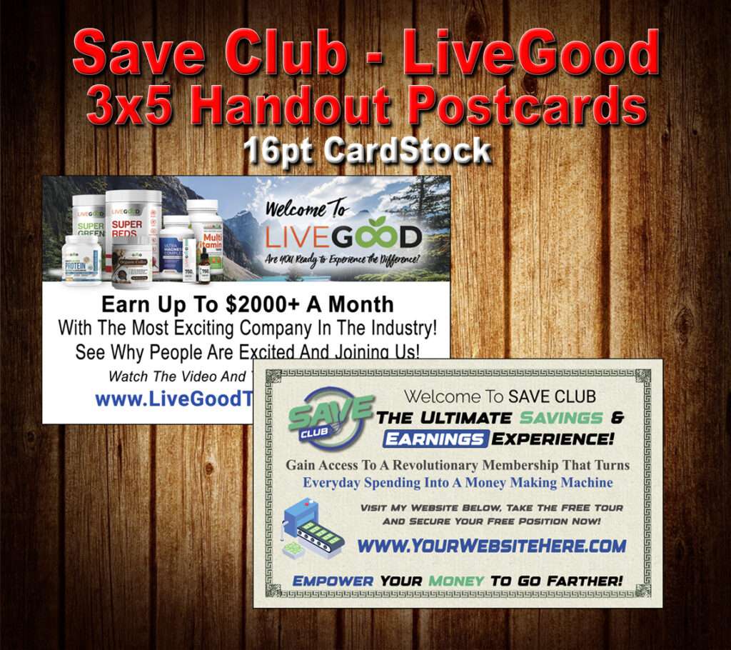 Save Club / LiveGood Dual Marketing Postcards - The Office Annex